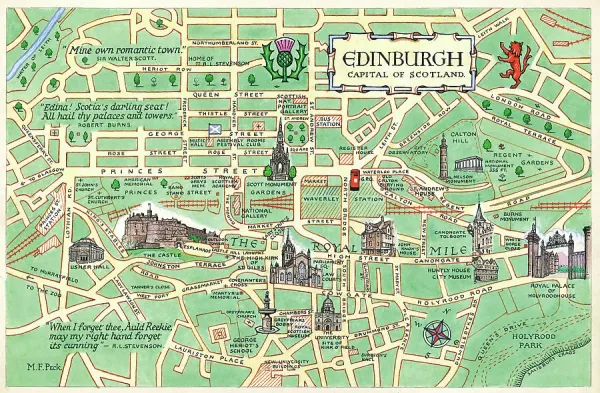 Edinburgh Scotland Tourist Map Scotland Vacation, Edinburgh To Perth