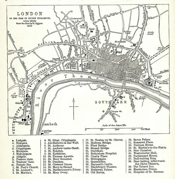 Map of London in the time of Queen Elizabeth I Our beautiful Wall Art ...