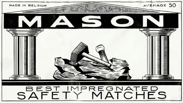 The Mason Safety Matches Matchbox top carton label