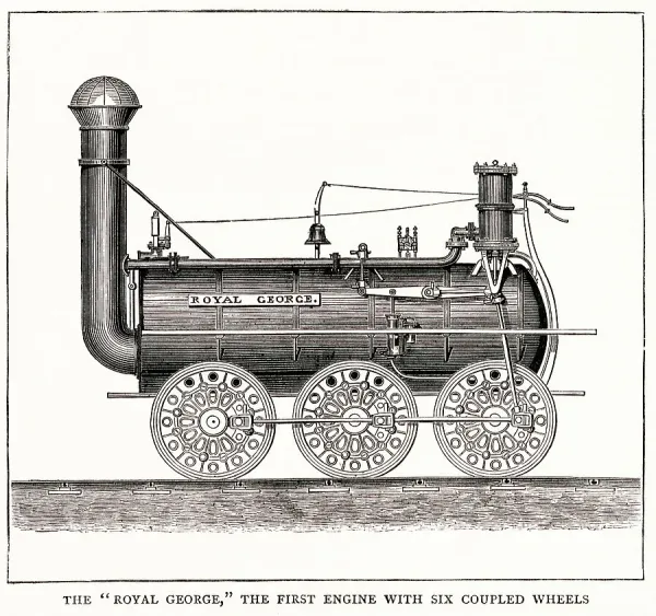 Royal George, first locomotive with six coupled wheels