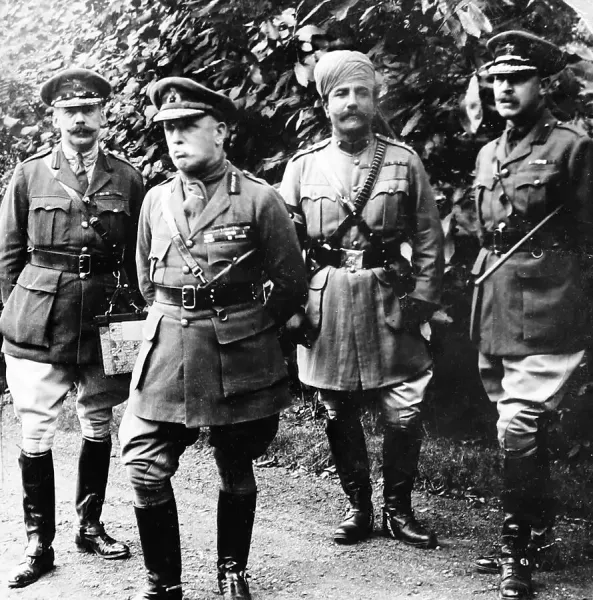 Sir John French with his ADCs at General headquarters WW1