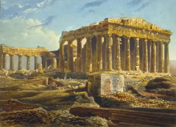 Ancient Greek Parthenon Drawing Inspired By The Parthenon On The
