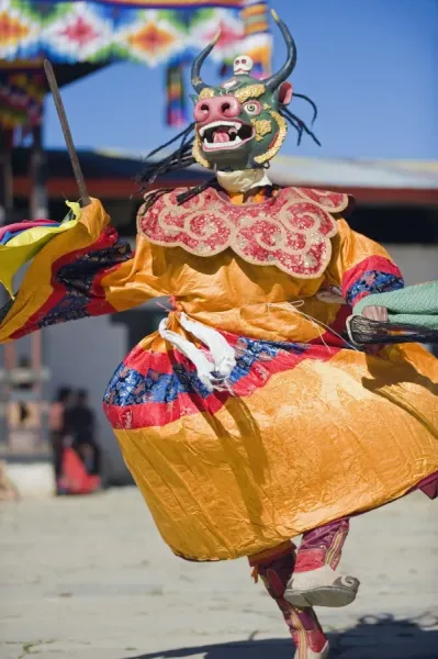 Glass Coaster of Dancers in costume at Tsechu (festival)