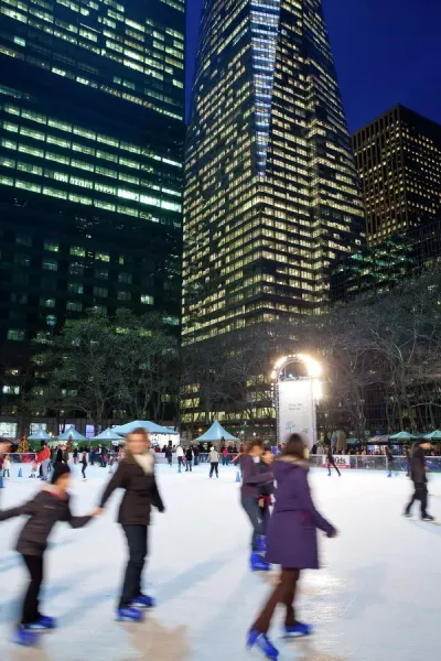 Ice skating rink in Bryant Park at Christmas, Manhattan