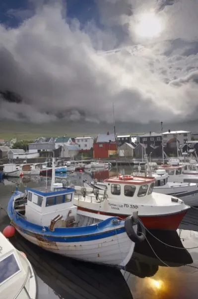 Postcard of Small fishing harbour at Leirvik, Eysturoy