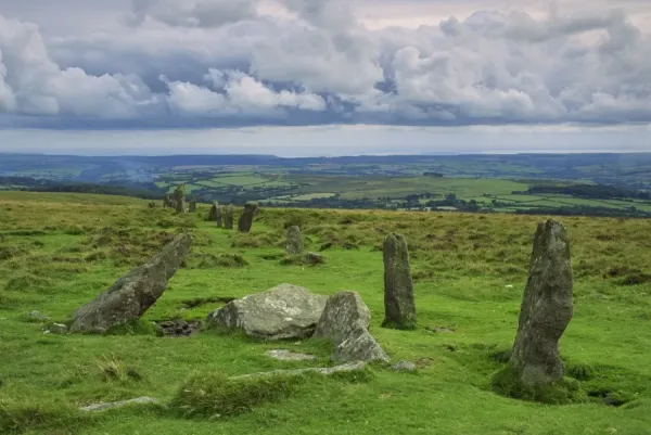 Greetings Card of Stone Row at Stall Moor, Dartmoor National Park