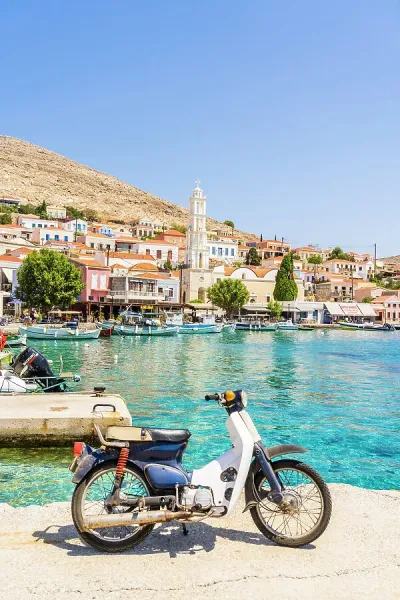 St Nicholas Church and the harbour, Halki Our beautiful Wall Art and ...