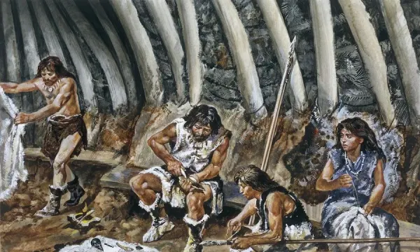 Prehistoric people in cave, illustration Our beautiful Wall Art and ...