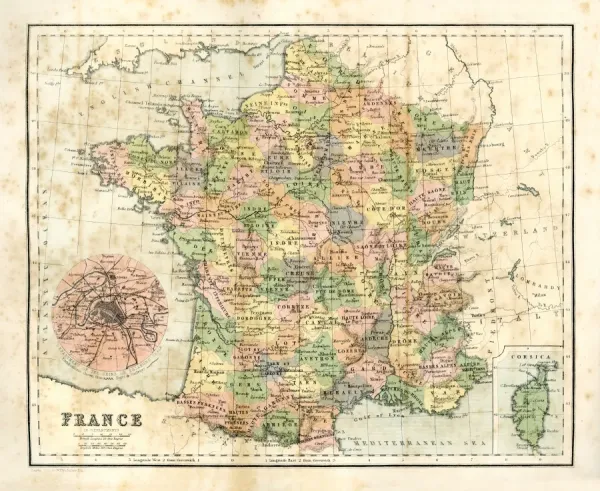 Antique map of France from 1864 Our beautiful Wall Art and Photo Gifts ...