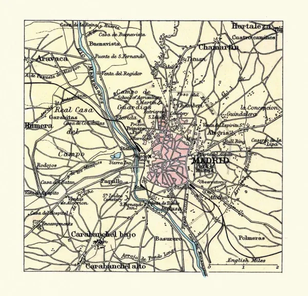 Antique map of Madrid, Spain in 1890s Our beautiful Wall Art and Photo ...
