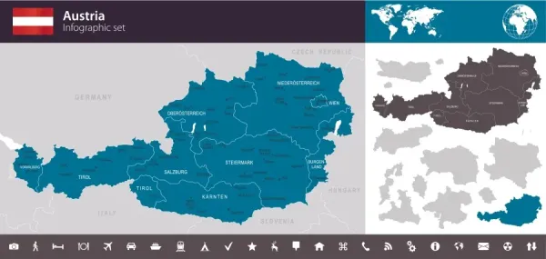 Austria Infographic map illustration Our beautiful Wall Art and Photo ...