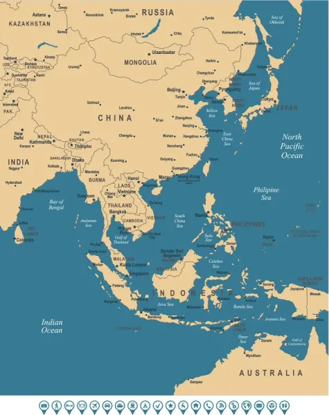 Map Of Seas Asia