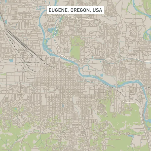 Eugene Oregon US City Street Map Our beautiful Wall Art and Photo Gifts ...