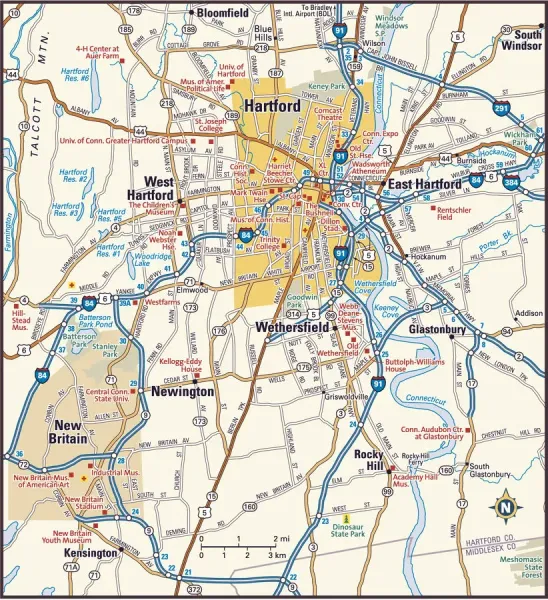 Hartford, Connecticut area map Our beautiful Wall Art and Photo Gifts ...