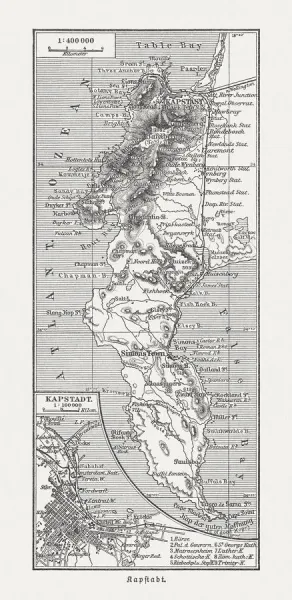 Greetings Card of Historical map of Cape Town; South Africa