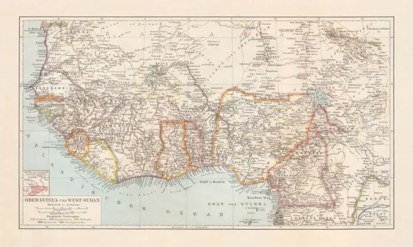 Historical map of Upper-, Lower-Guinea and West-Sudan