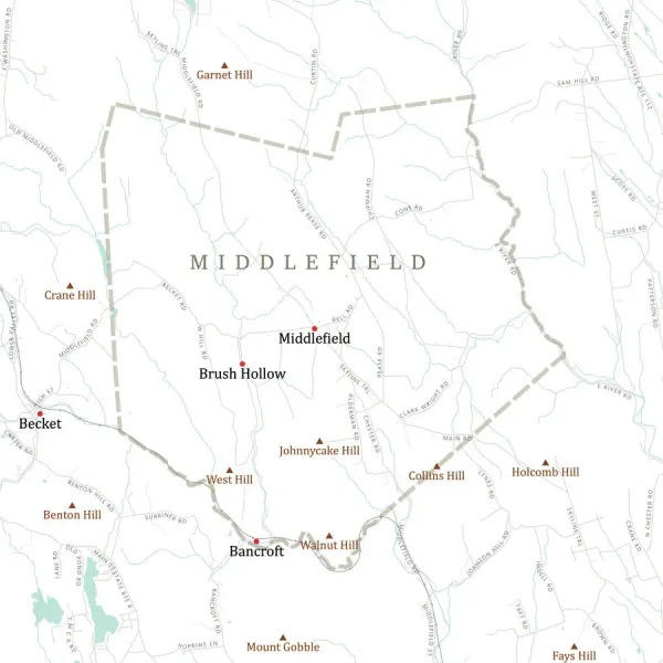 MA Hampshire Middlefield Vector Road Map Our beautiful Wall Art and ...