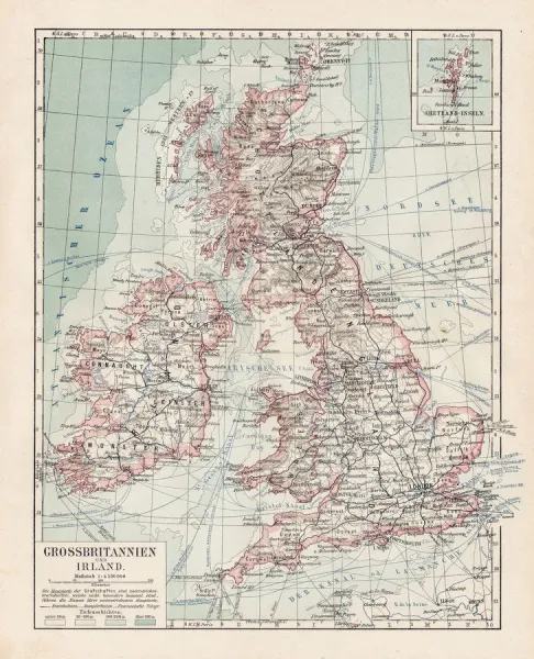 Map of Great Britain 1900 Our beautiful Wall Art and Photo Gifts ...