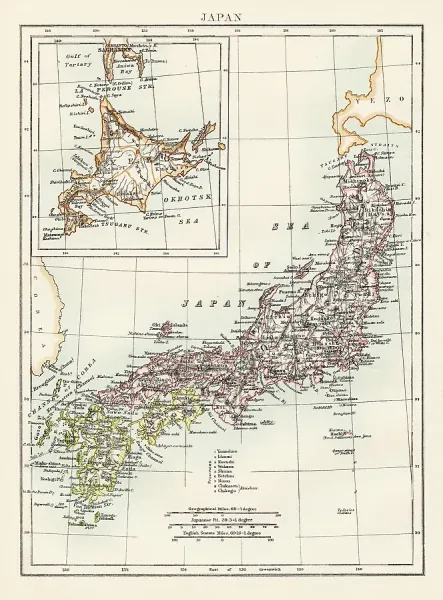 Map of Japan 1878 Our beautiful Wall Art and Photo Gifts include Framed ...