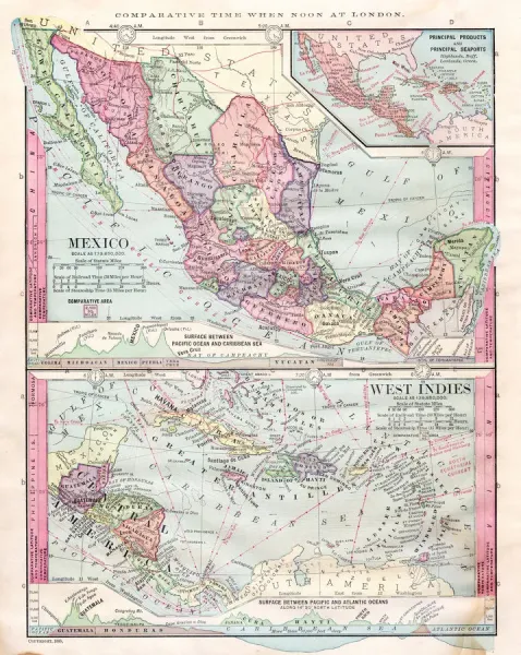 Map of Mexico and Central america 1886 Our beautiful Wall Art and Photo ...