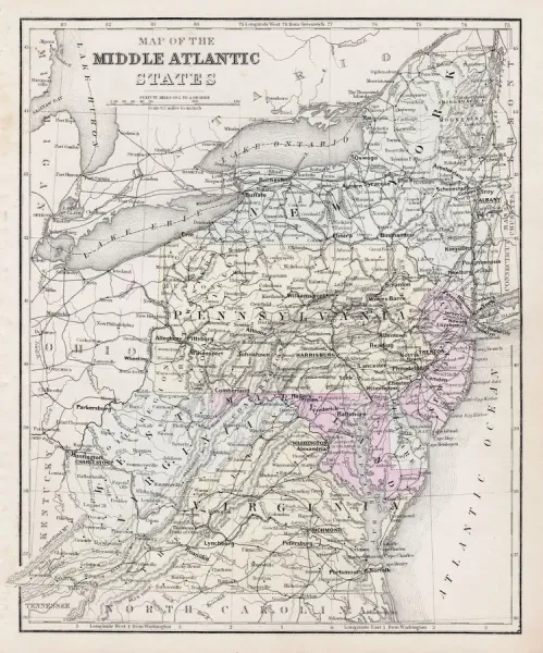 Map Middle atlantic states 1877 Our beautiful Wall Art and Photo Gifts ...