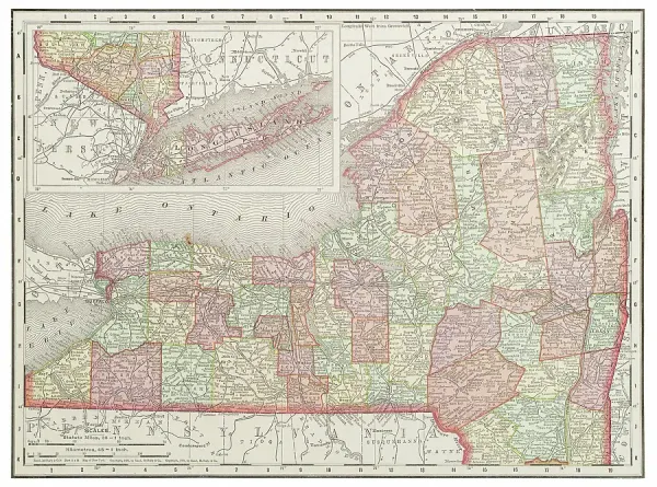 Map of the state of New York, USA 1899 Our beautiful Wall Art and Photo ...
