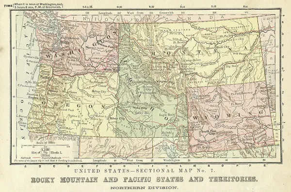 Rocky Mountain and Pacific states Map 1881 Our beautiful Wall Art and ...