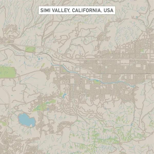 Simi Valley California US City Street Map Our beautiful Wall Art and ...