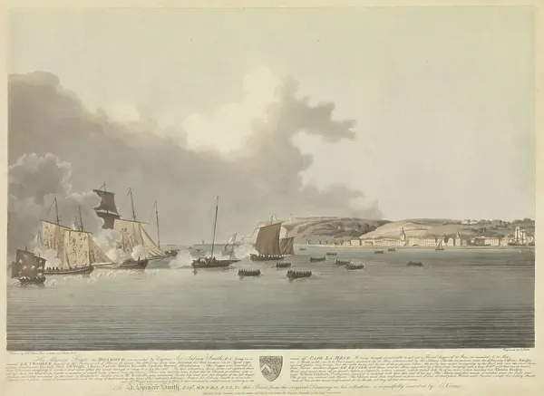 Greetings Card of The British frigate Diamond, off Cap de La Heve