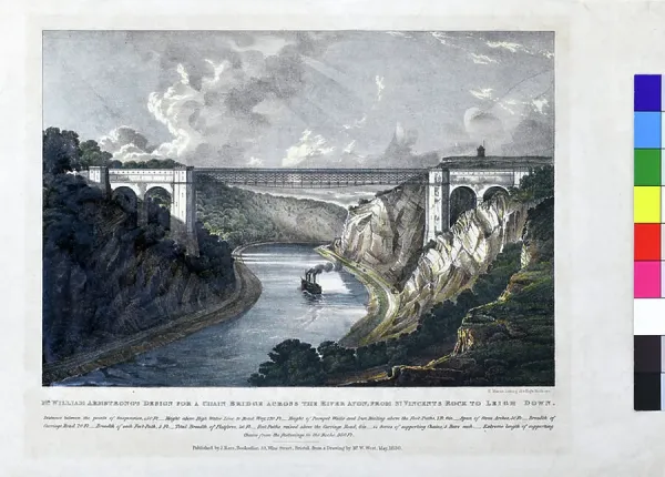 Greetings Card of Mr. William Armstrongs design for a chain bridge