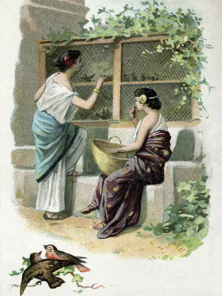 Glass Coaster of Rearing of thrushes at the times of the roman empire