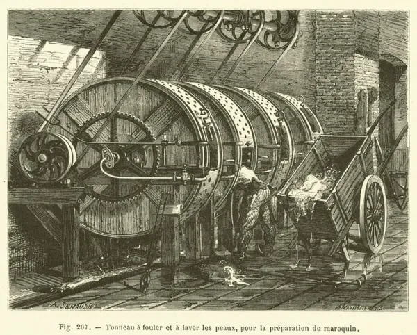 Mounted Print of Tonneau a fouler et a laver les peaux