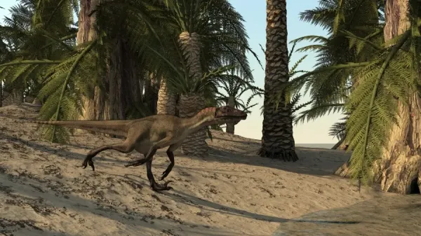 Utahraptor running in a prehistoric environment Our beautiful Wall Art ...