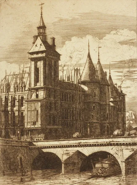 Cushion of The clock tower, Paris, 1852. Creator: Charles Meryon