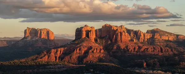 Iconic red rock formation called Cathedral Rock near Sedona