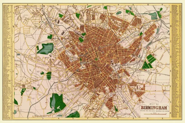 Old Map Of Birmingham Al Birmingham Bernard Sleigh | The Old Map