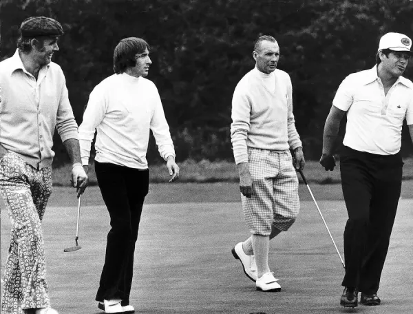 Max Faulkner Golfer with actor Sean Connery Jackie Stewart