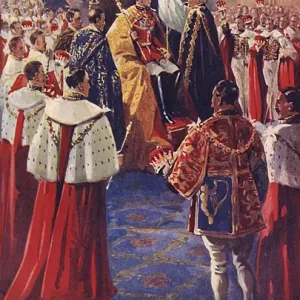The coronation of King George VI in Westminster Abbey