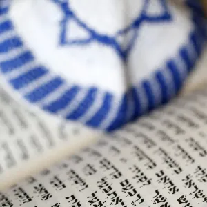 Canvas Print of Reading the Torah in a synagogue, Paris, France