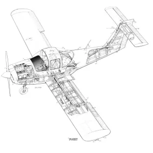 Tote Bag of Piper PA-38 Tomahawk Cutaway Drawing