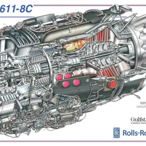 Canvas Print of Rolls-Royce RB.199 Cutaway Drawing available as Framed ...