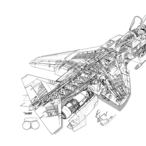 Wooden Jigsaw Puzzle of Northrop F-5G Tigershark Cutaway Drawing