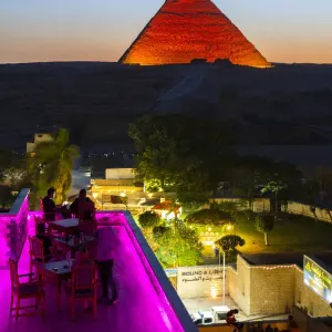 light show over the Pyramids of Giza, Giza, Cairo, Egypt