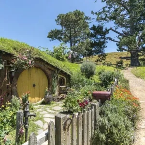 Hobbit house. Hobbiton Movie Set, Matamata, Waikato region