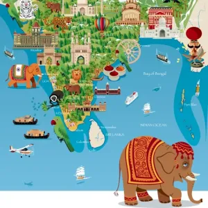 Cartoon map of India Our beautiful Wall Art and Photo Gifts include ...