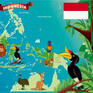 Cartoon map of Indonesia Our beautiful Wall Art and Photo Gifts include ...