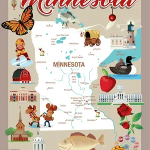 Map of Minnesota Our beautiful Wall Art and Photo Gifts include Framed ...