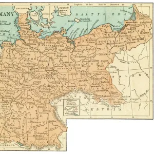 Antique map of Germany, 19th Century, 1880s Our beautiful Wall Art and ...