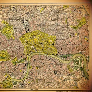 Historic map of London (18th Century) available as Framed Prints ...