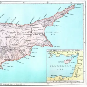Map of Cyprus, published in 1880 For sale as Framed Prints, Photos ...